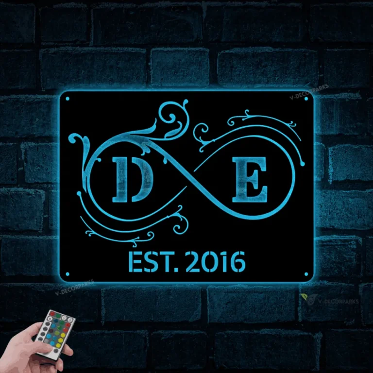 Personalized Wedding Metal Sign With Led Lights, Couple Sign Art ...