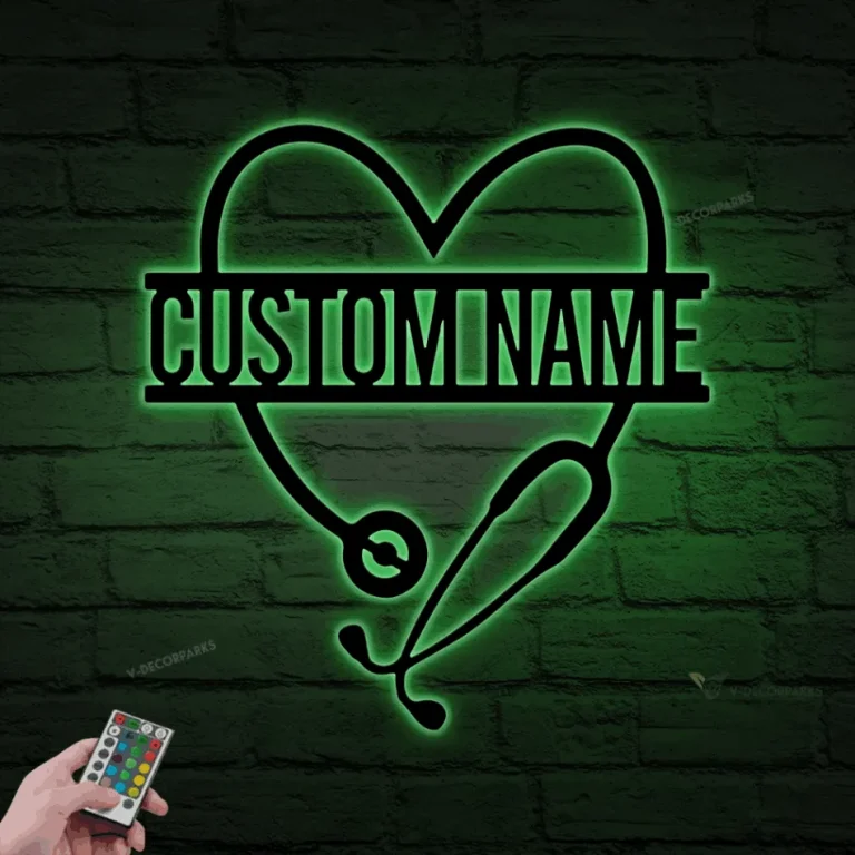 Personalized Stethoscope Metal Sign With Led Lights, Gift For Doctor ...