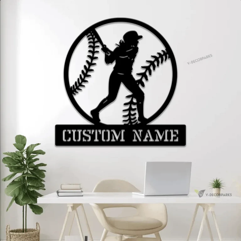 Personalized Softball Metal Sign With Led Lights, Game Room Decor ...