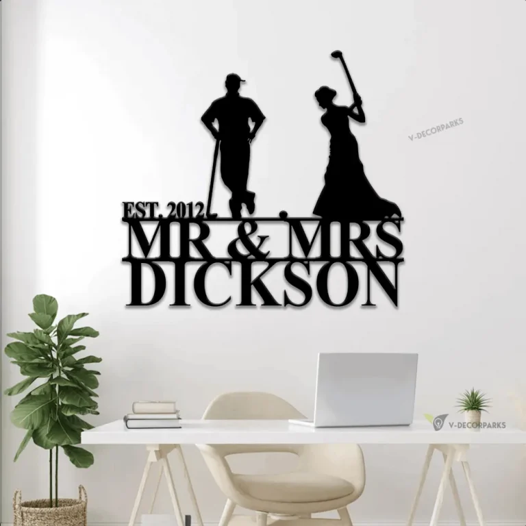 Personalized Golfer Couple Metal Sign With Led Lights, Custom Mr & Mrs ...