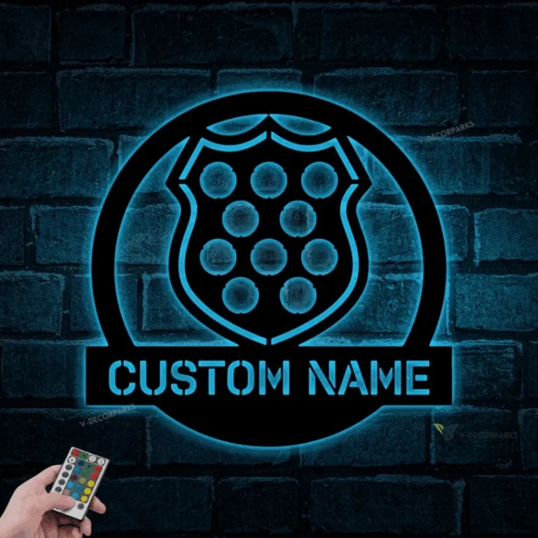 Personalized Police Metal Wall With Led Lights, Police Officer Sign ...