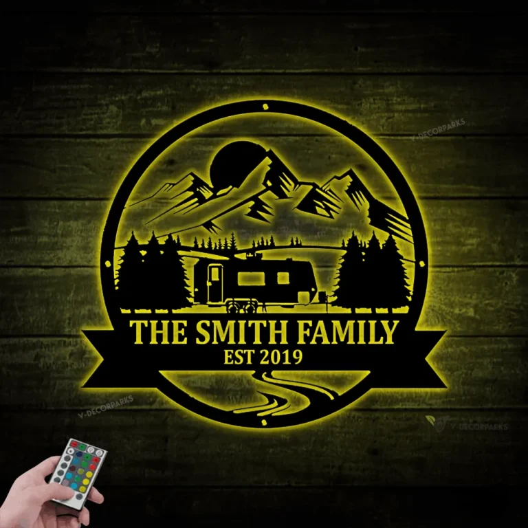Personalized Rv Trailer With Mountain Scenery Metal Sign With Led ...