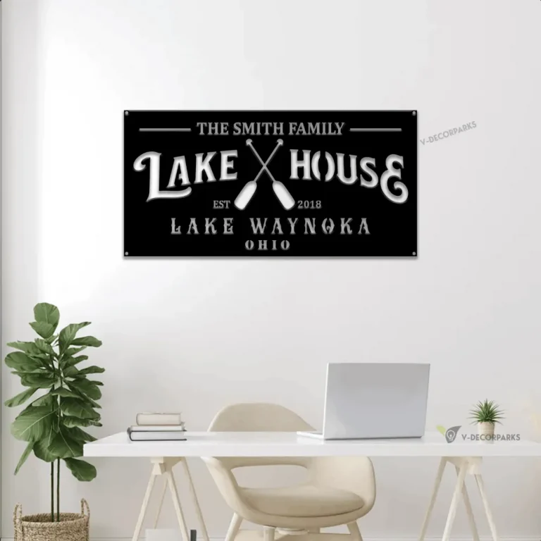 Personalized Lake House Metal Sign With Led Lights, Wall Decor Family ...