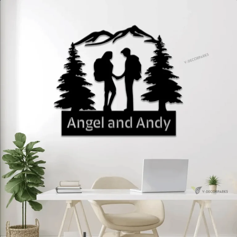 Personalized Hiking Couple Metal Sign Led Lights, Mountain Hiking ...