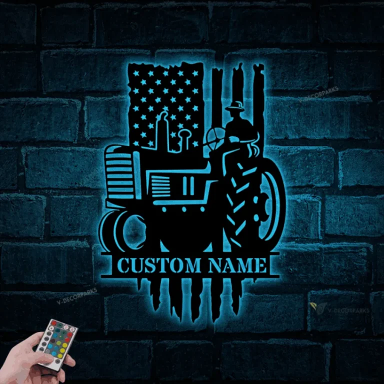 Personalized Vintage Tractor Metal Sign With Led Lights, Custom Family ...