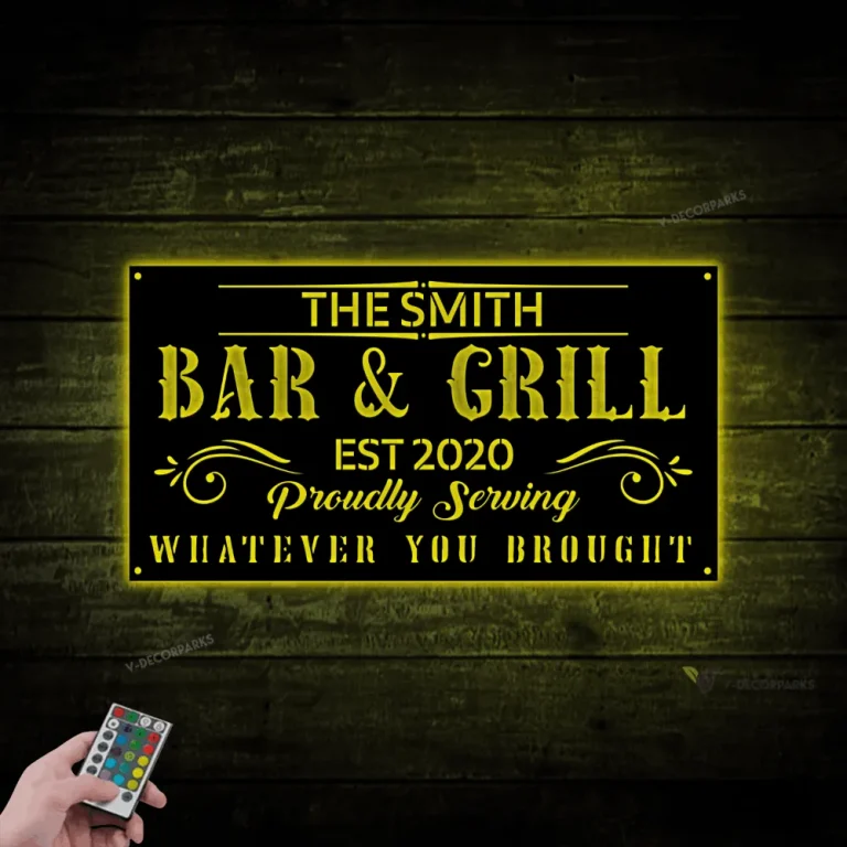 Personalized Backyard Bar & Grill Metal Wall, Custom Kitchen Metal Sign ...