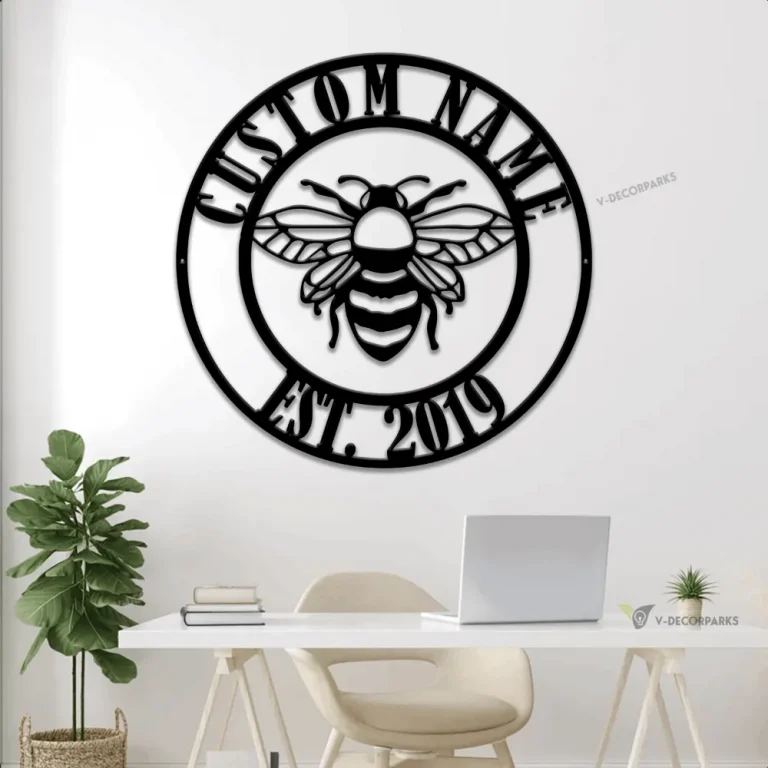 Personalized Bee Garden Metal Sign With Led Lights, Beekeeper Wall Art ...