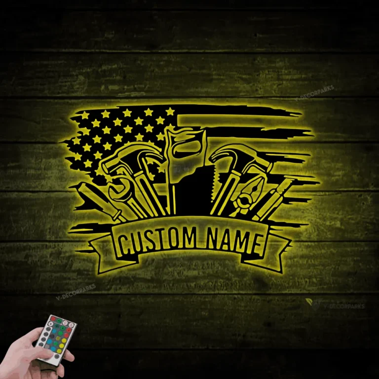 Personalized Garage Sign, Garage Metal Wall Art With Led Lights, Repair ...