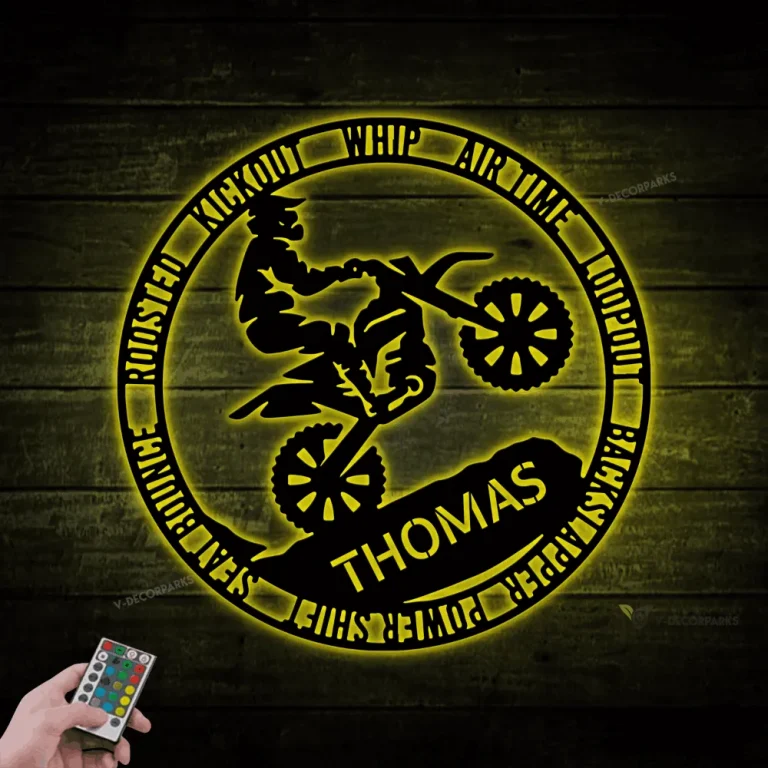 Custom Motocross Dirt Bike Metal Wall With Led Lights, Off Road ...