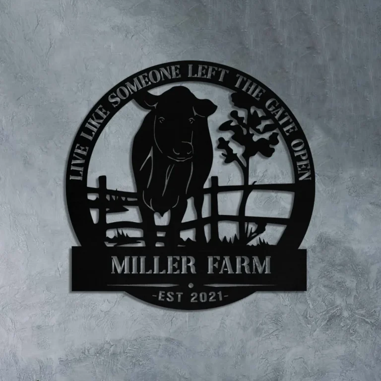 Metal Farm Sign Cow Cattle Monogram, Custom Outdoor Entry Road, Front ...