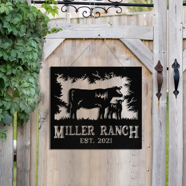 Metal Farm Sign Cow Cattle Monogram, Custom Outdoor Farmhouse, Front ...