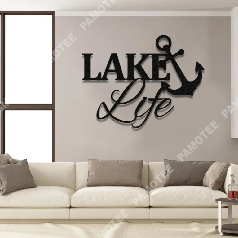Lake Life Anchor Boat Ship Lake House Metal Sign Monogram | Nalaprint
