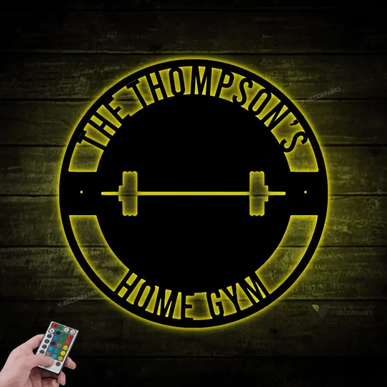 Gym Sign, Personalized Home Gym Sign With Led Lights, Custom Metal Gym ...