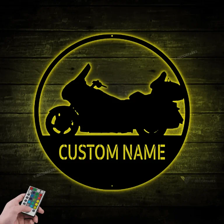 Metal Goldwing Motorcycle Sign With Led Lights, Metal Motorcycle Sign ...