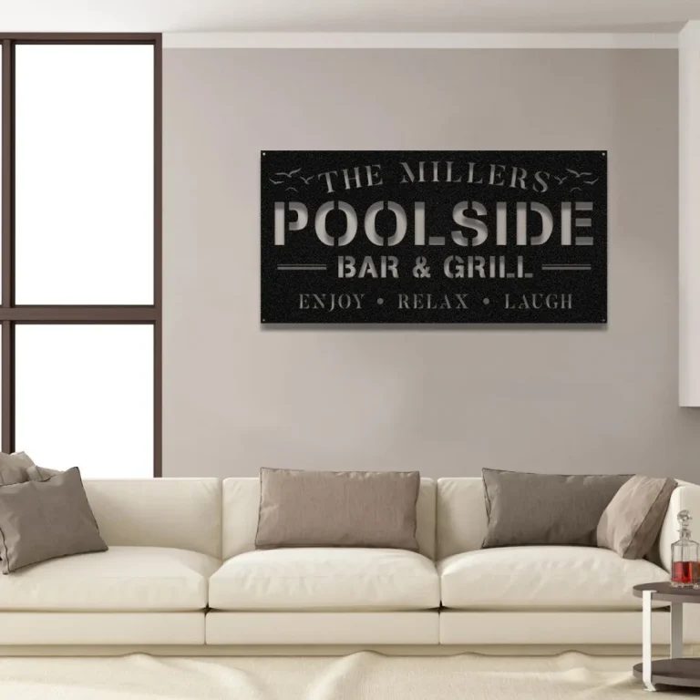 Personalized Pool Bar Grill Metal Sign Monogram | Nalaprint