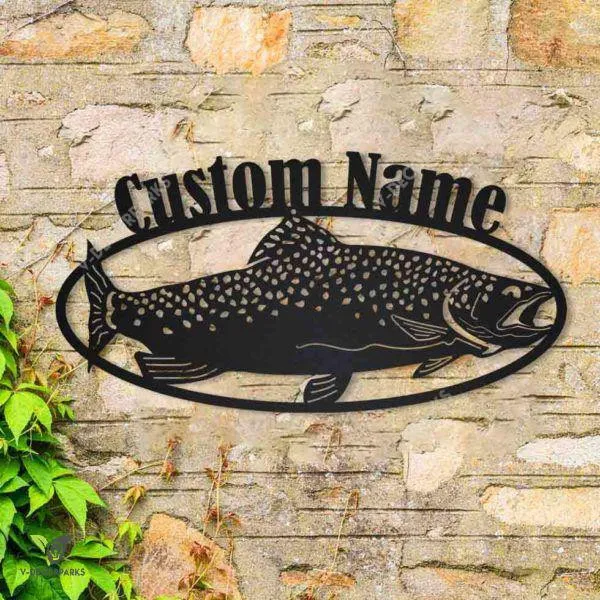 Personalized Trout Fish Sign Metal Wall Decor, Cut Metal Sign, Metal ...