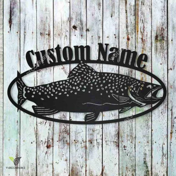 Personalized Trout Fish Sign Metal Wall Decor, Cut Metal Sign, Metal ...