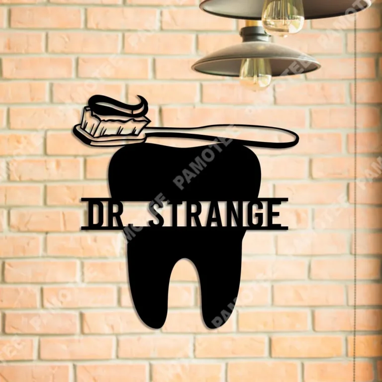 Customized Name Tooth And Toothbrush Metal Art, Dentist Clinic Wall ...