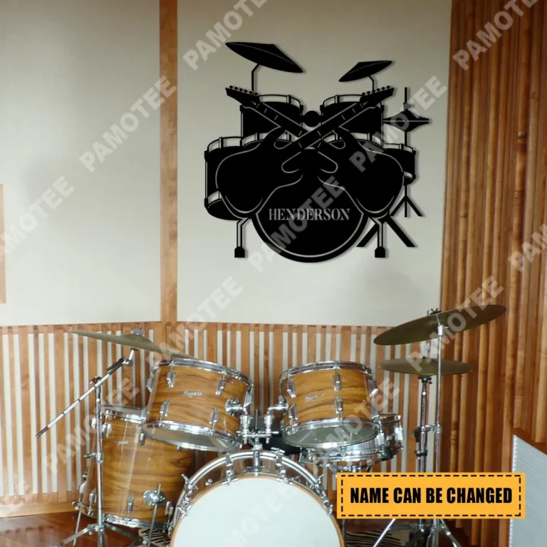 Personalized Name Drum Set Metal Sign, Home Decor For Drummer | Nalaprint