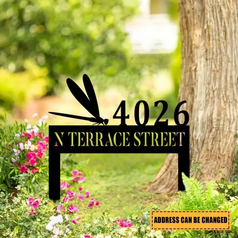 Customized Dragonfly Design Metal House Number Sign, Front Door Address ...