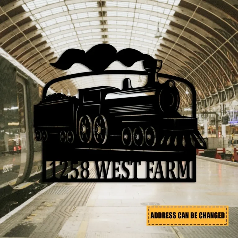 Personalized Address Train Metal Sign, Train Room Decoration | Nalaprint