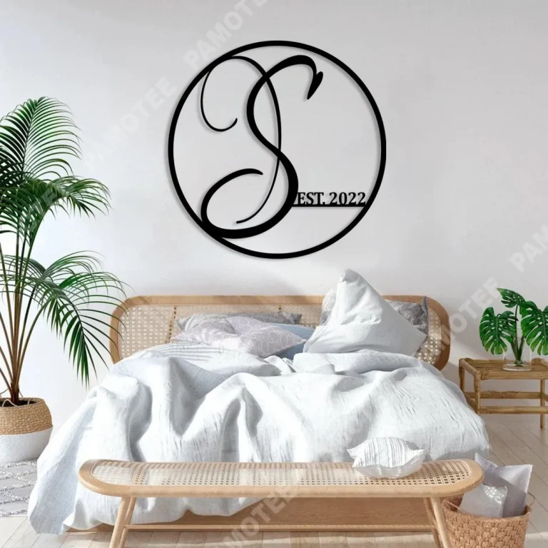 Custom First Letter Name And Date Metal Sign, Home Decoration | Nalaprint