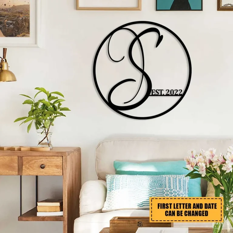 Custom First Letter Name And Date Metal Sign, Home Decoration | Nalaprint