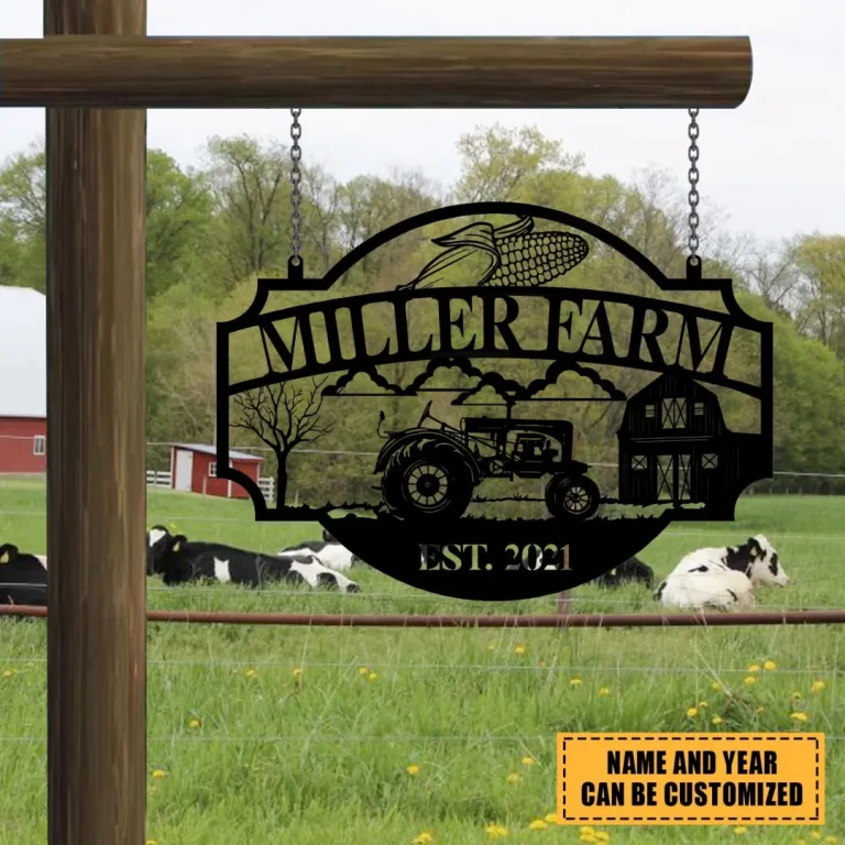 Custom Corn Farm Metal Sign, Tractor Housewarming Gift | Nalaprint