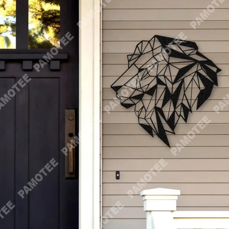 Geometric Lion Head Metal Sign Monogram, Metal Art, Gift For Him ...