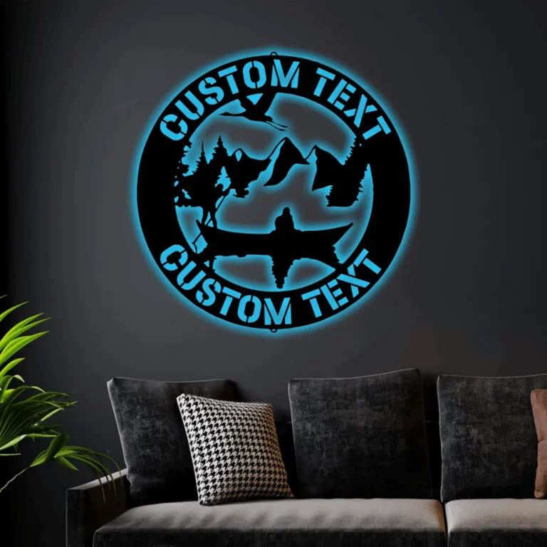 Custom Lake Scene With Led Lights Sign Monogram Steel Sign ...