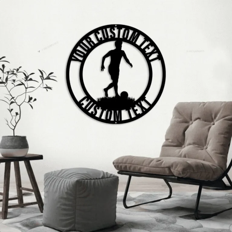 Custom Soccer Sign Led Lights Monogram Steel Sign Personalize Soccer ...