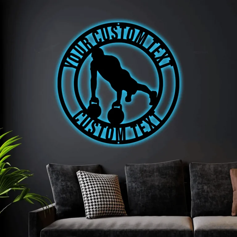 Custom Workout Led Lights Sign Monogram Steel Sign, Personalized ...