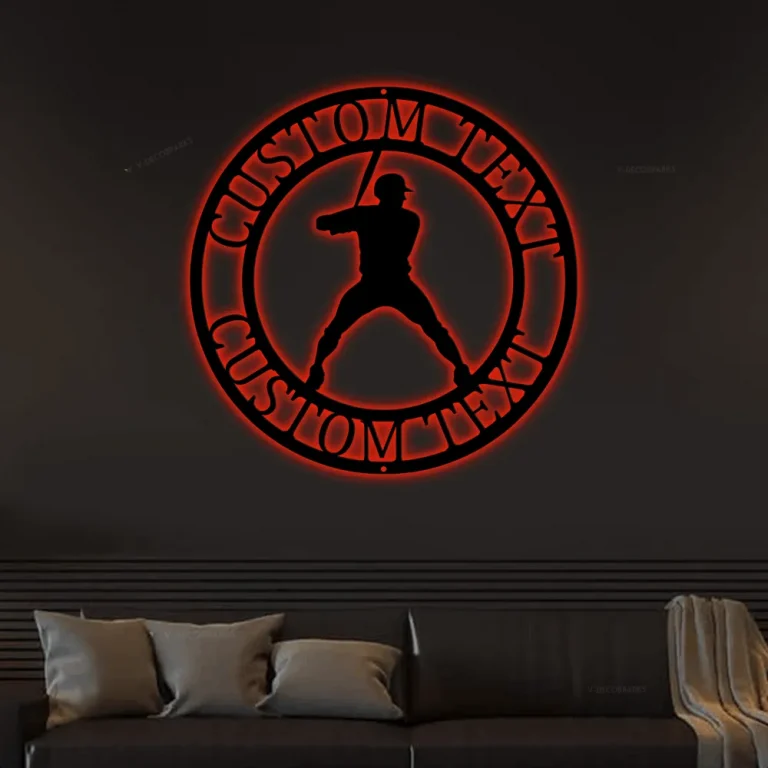 Customized Baseball Bat Led Lights, Wall Art Decor Sports Room Wall Art ...