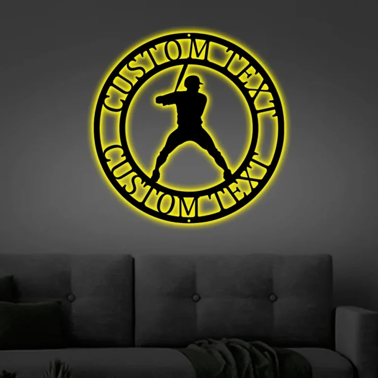 Customized Baseball Bat Led Lights, Wall Art Decor Sports Room Wall Art ...