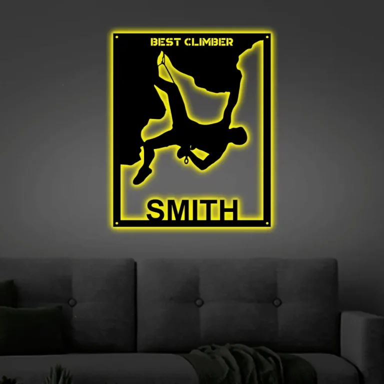 Customized Climber Sign Led Lights Monogram Steel Sign Personalized ...