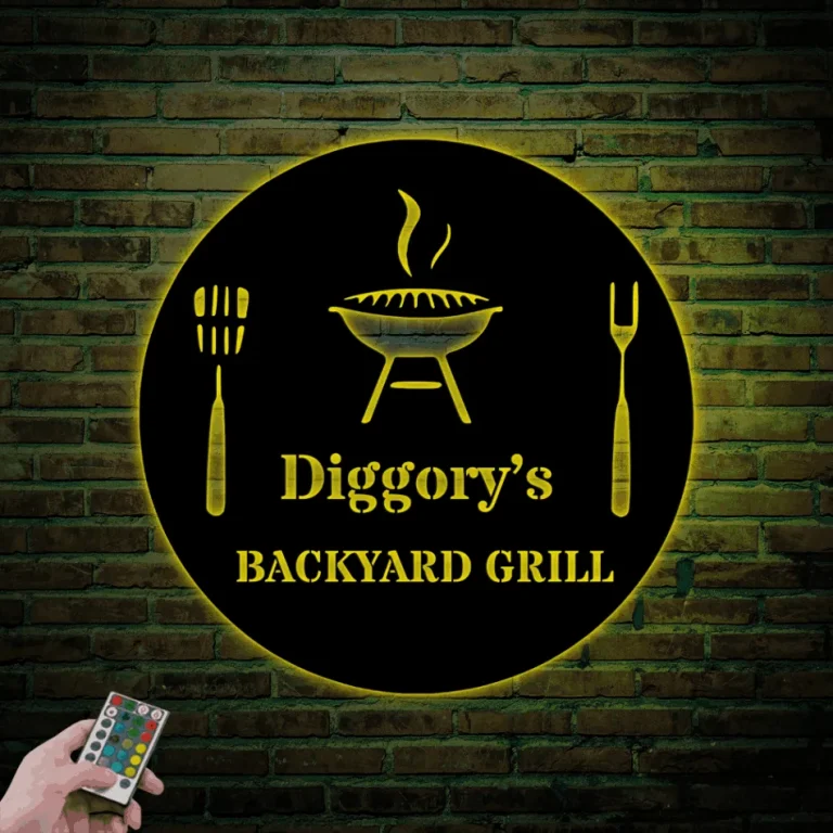 Custom Bbq Sign With Led Lights, Personalised Barbecue Metal Sign Led ...