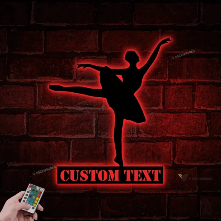 Custom Ballerina Dance Metal Wall Art Led Light, Personalized Girl ...