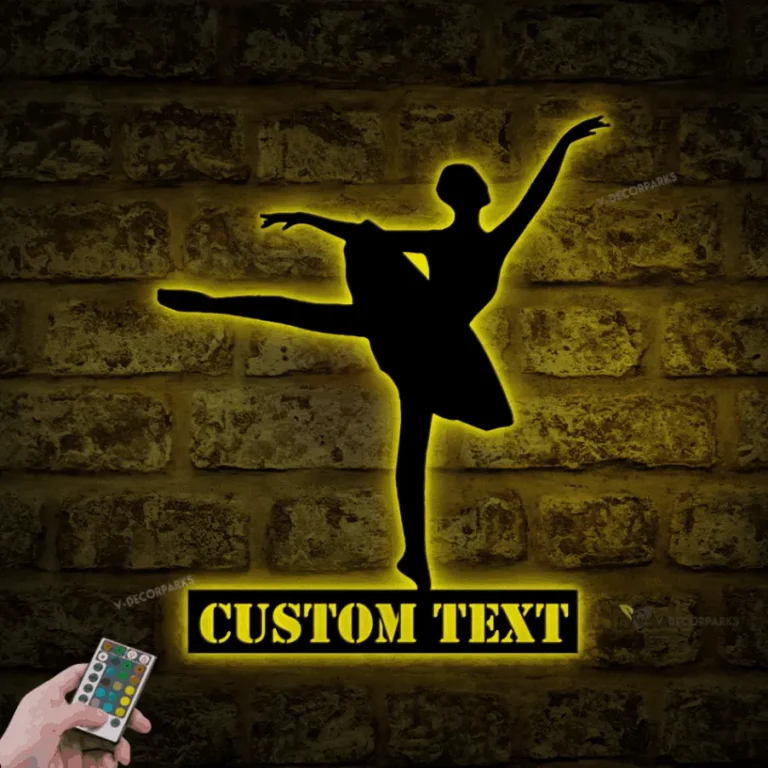Custom Ballerina Dance Metal Wall Art Led Light, Personalized Girl ...