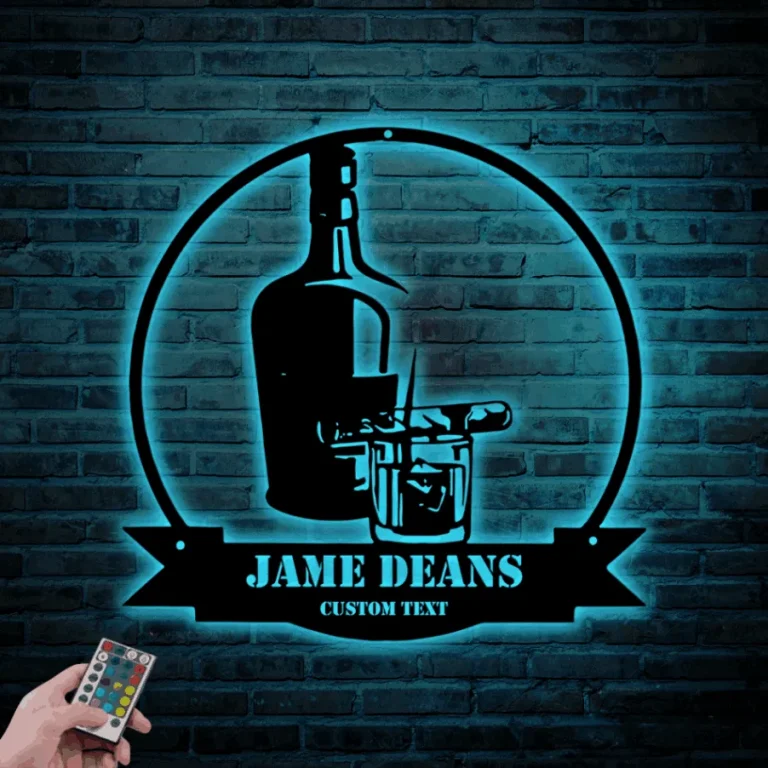 Custom Bar And Grill Metal Sign With Led Lights, Personalized Bar Theme ...