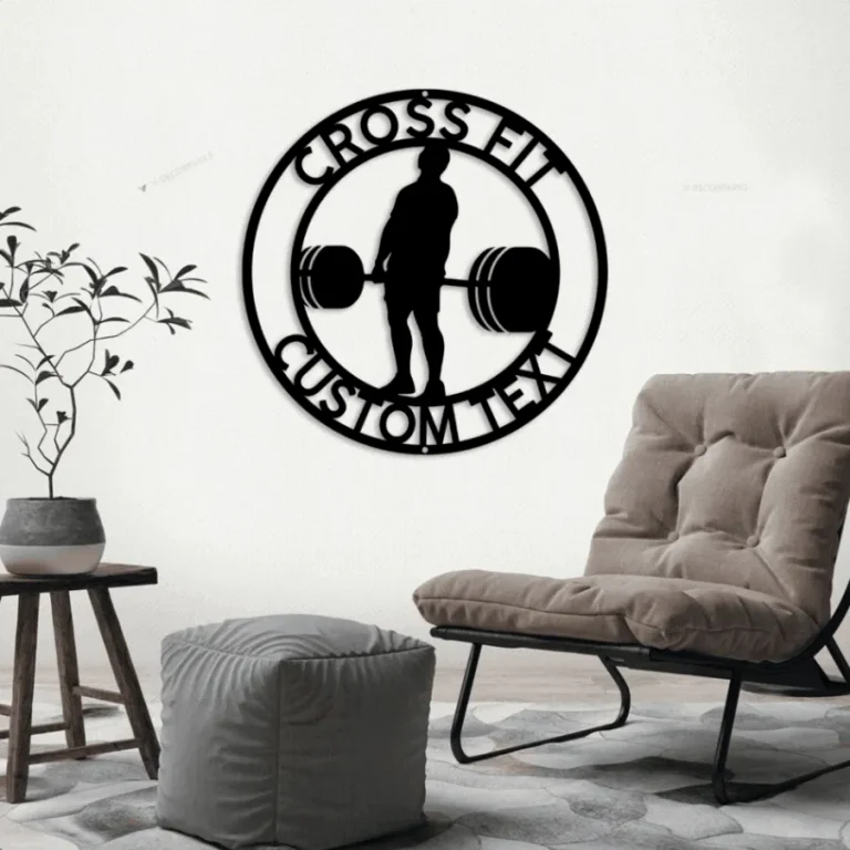 Custom Barbell With Led Lights Sign Monogram Steel Sign, Personalized ...