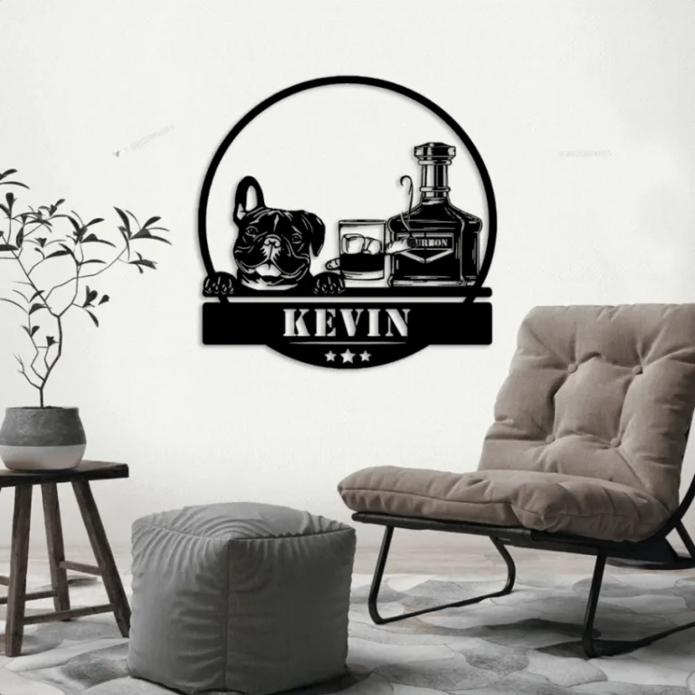 Custom Bourbon Cigar And French Bulldog Metal Sign Led Lights ...