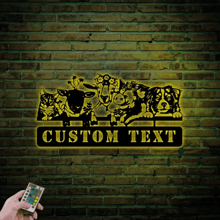 Custom Cat Dog Pig Sheep Goat Farmhouse Metal Sign Led Lights ...