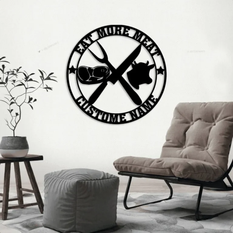 Custom Cow Meat Shop Metal Sign Led Lights, Personalized Butcher Shop ...