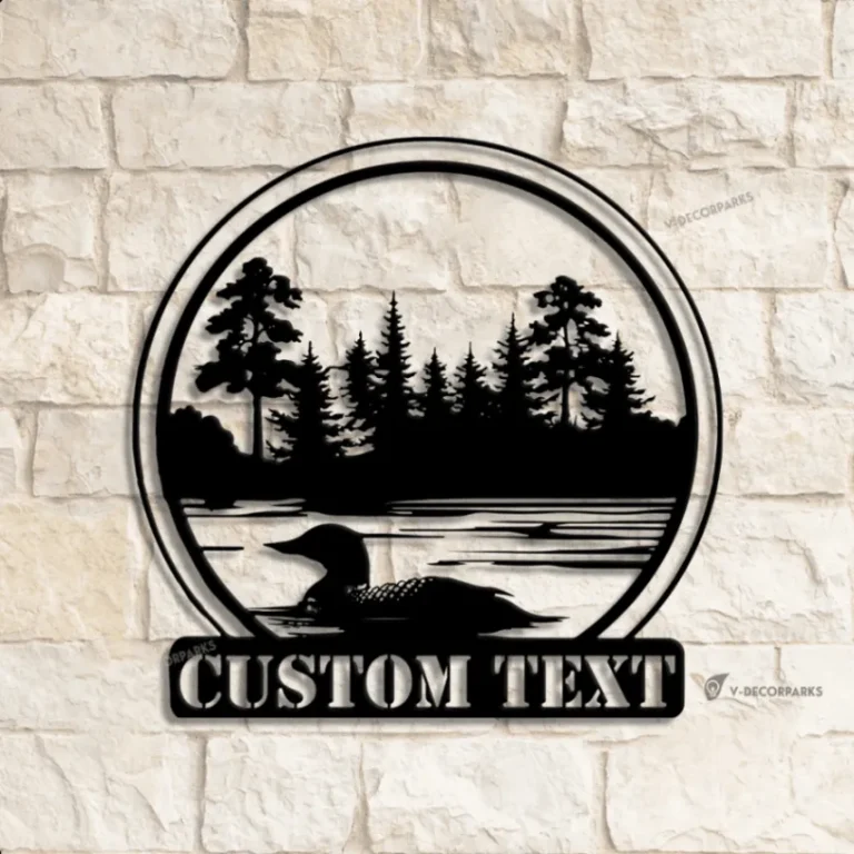 Custom Duck Cabin Metal Wall Art Led Light, Personalized Duck Lake Loon ...
