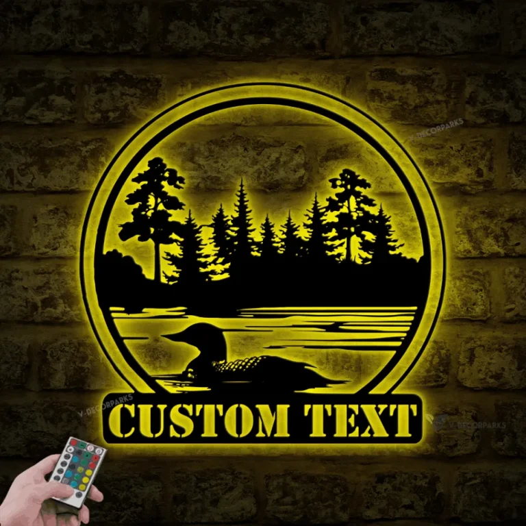 Custom Duck Cabin Metal Wall Art Led Light, Personalized Duck Lake Loon ...