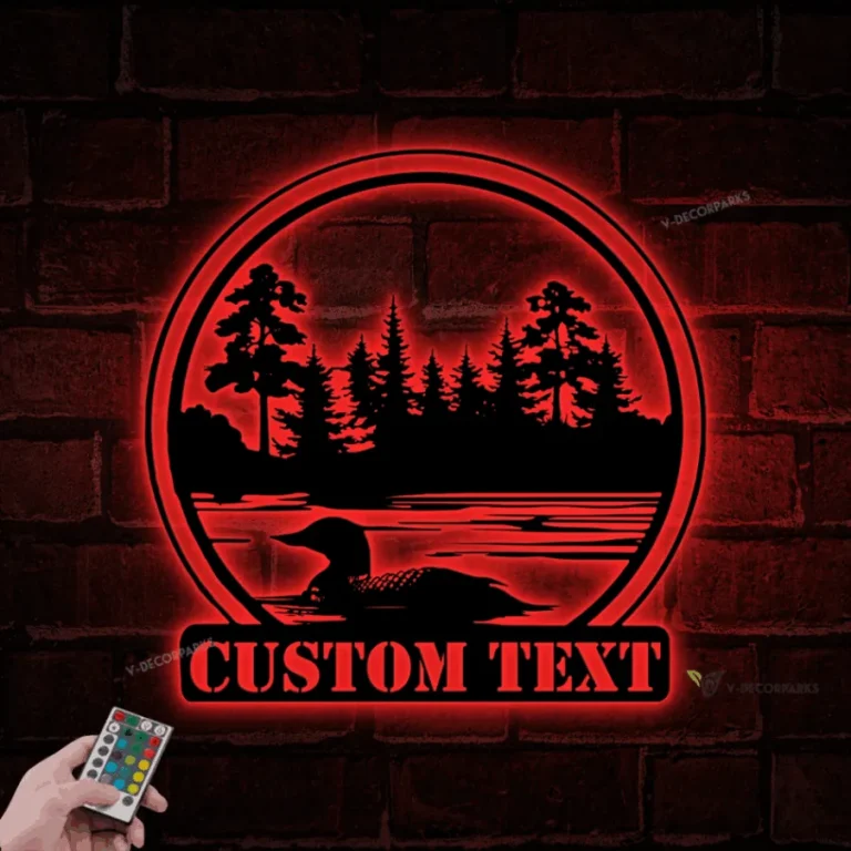 Custom Duck Cabin Metal Wall Art Led Light, Personalized Duck Lake Loon ...