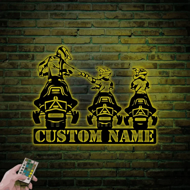 Custom Family Snowmobile Metal Sign Led Lights, Personalized Ski Doo ...