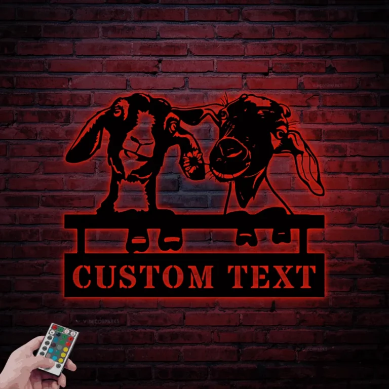 Custom Funny Valentine Couple Goat Love Farmhouse Metal Sign Led Lights ...