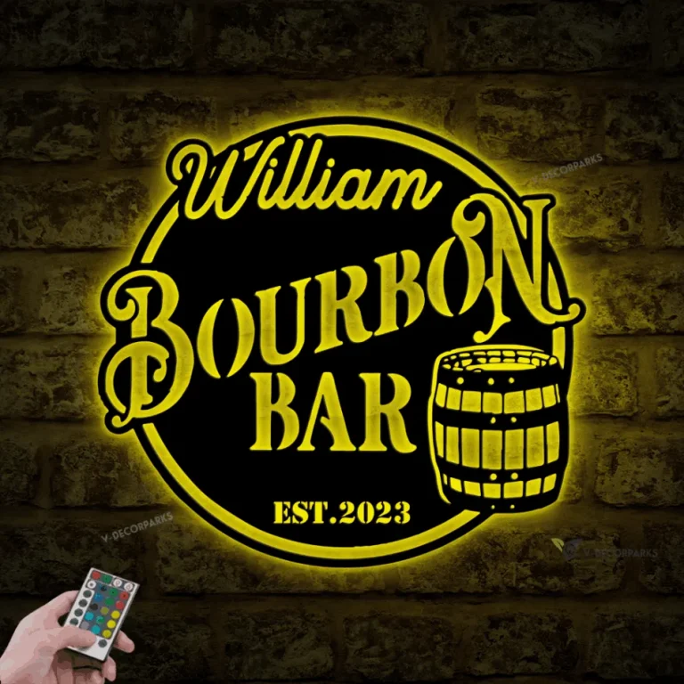Custom Home Pub Gin Bourbon Bar Metal Sign Led Light, Personalized ...