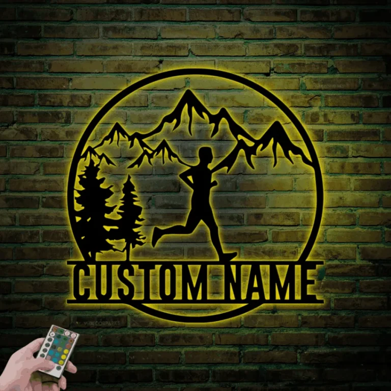 Custom Man Trail Running Metal Sign Led Lights, Personalized Runner ...